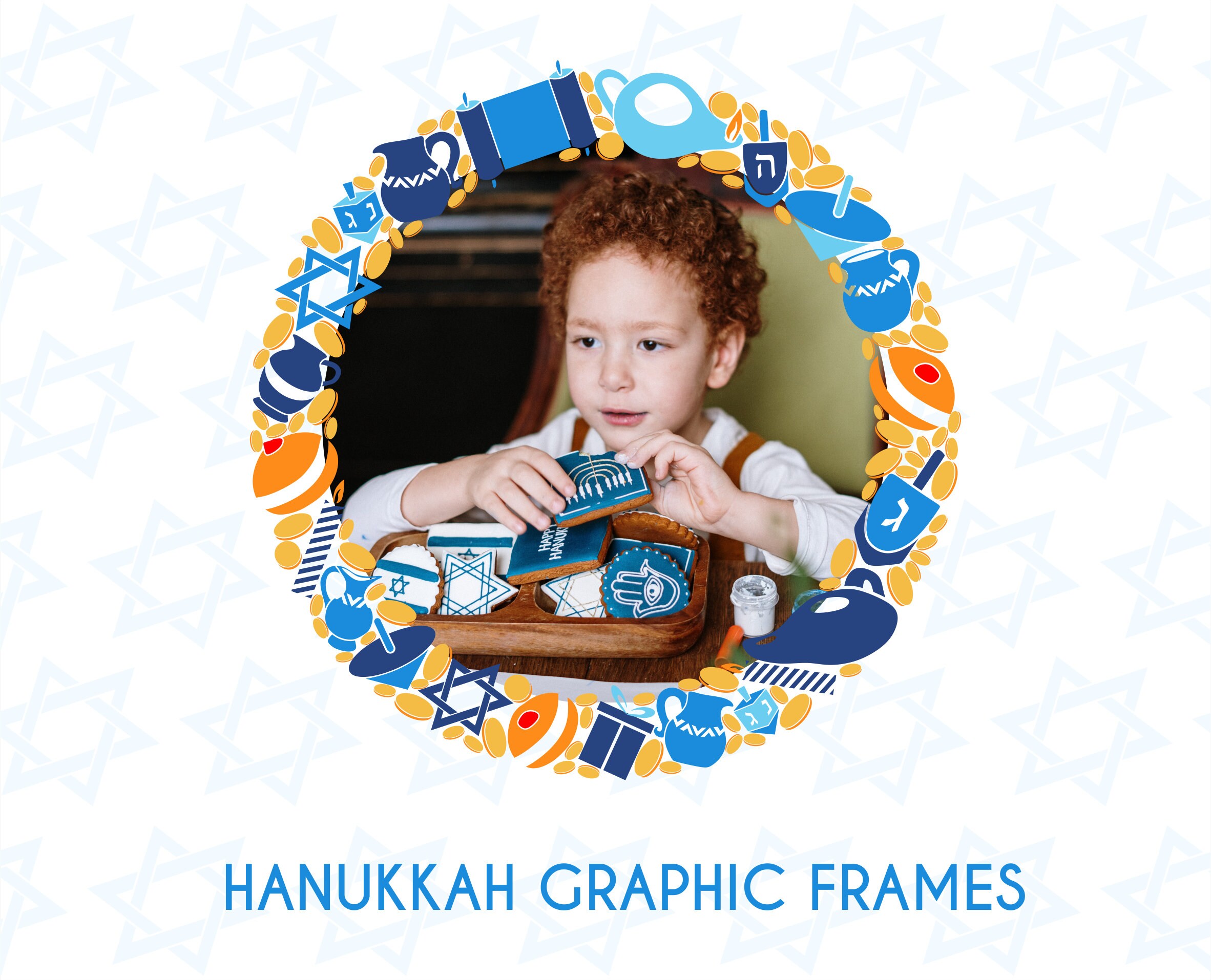 Digital Hanukkah Designs PNG Frames. Holidays Rectangle SVG Clip Art ...