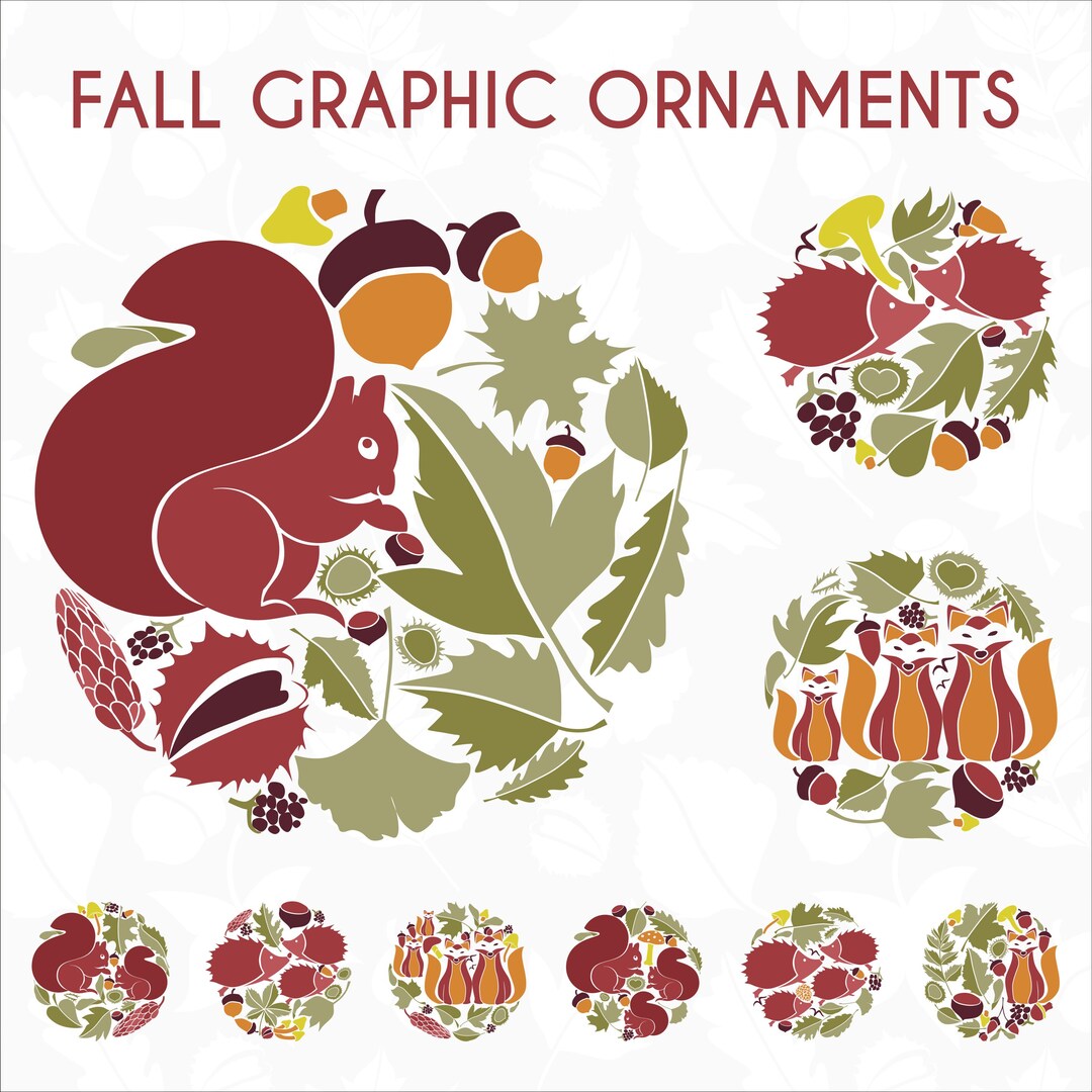Fall Round Animal SVG Clipart. Autumn Animals PNG Clip Art Decoration ...
