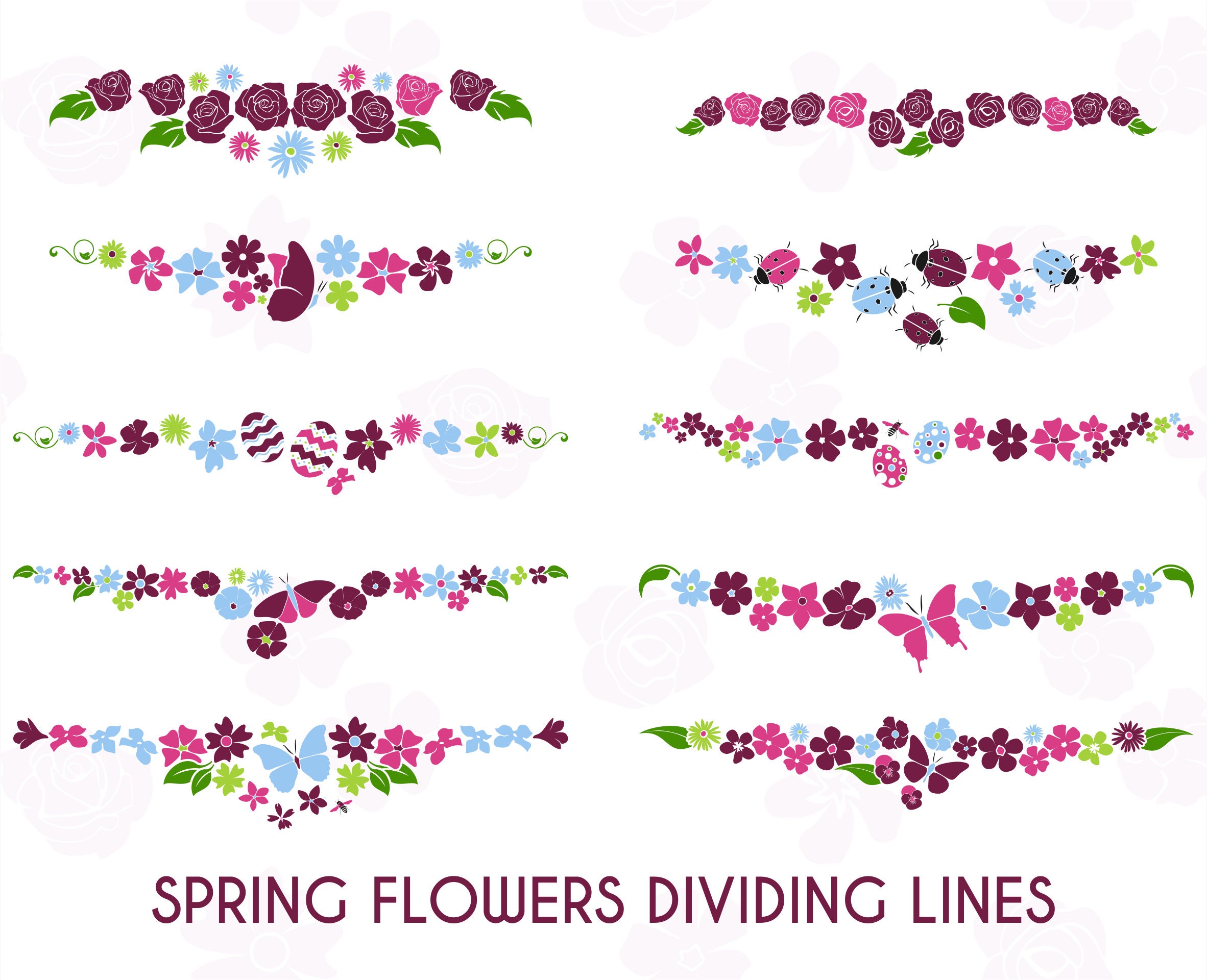 Hand-drawn Decorative Blooming SVG Spring Frames Bundle. Festive ...