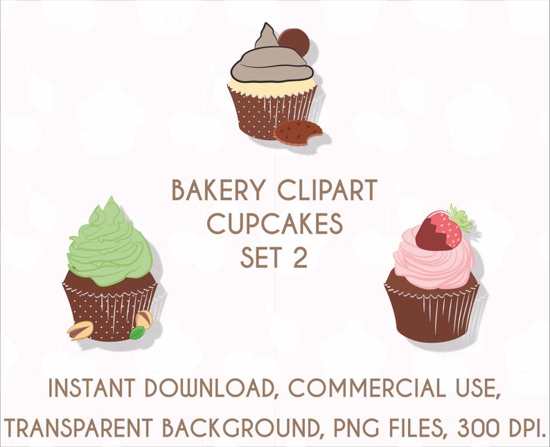 Cupcake Clipart Digital Set Colorful, High-quality PNG Images of ...