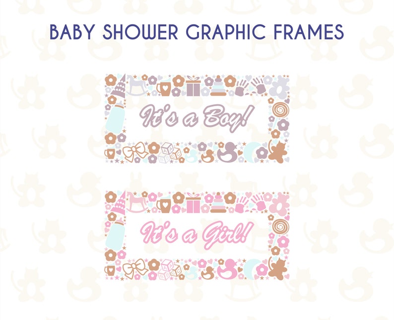 Tiny Treasures Girl Baby Shower Digital Frames. Delightful Nursery PNG ...