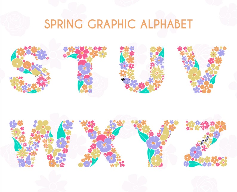 Spring Alphabet Letters Design. Flourishes Alphabet Letters Printables ...
