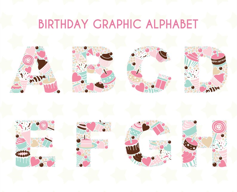 Girl's Birthday PNG and SVG Graphics. Colorful Birthday Illustrated ...