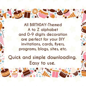 Birthday-themed Letters. Birthday Alphabet Tshirt SVG. Birthday Clipart ...