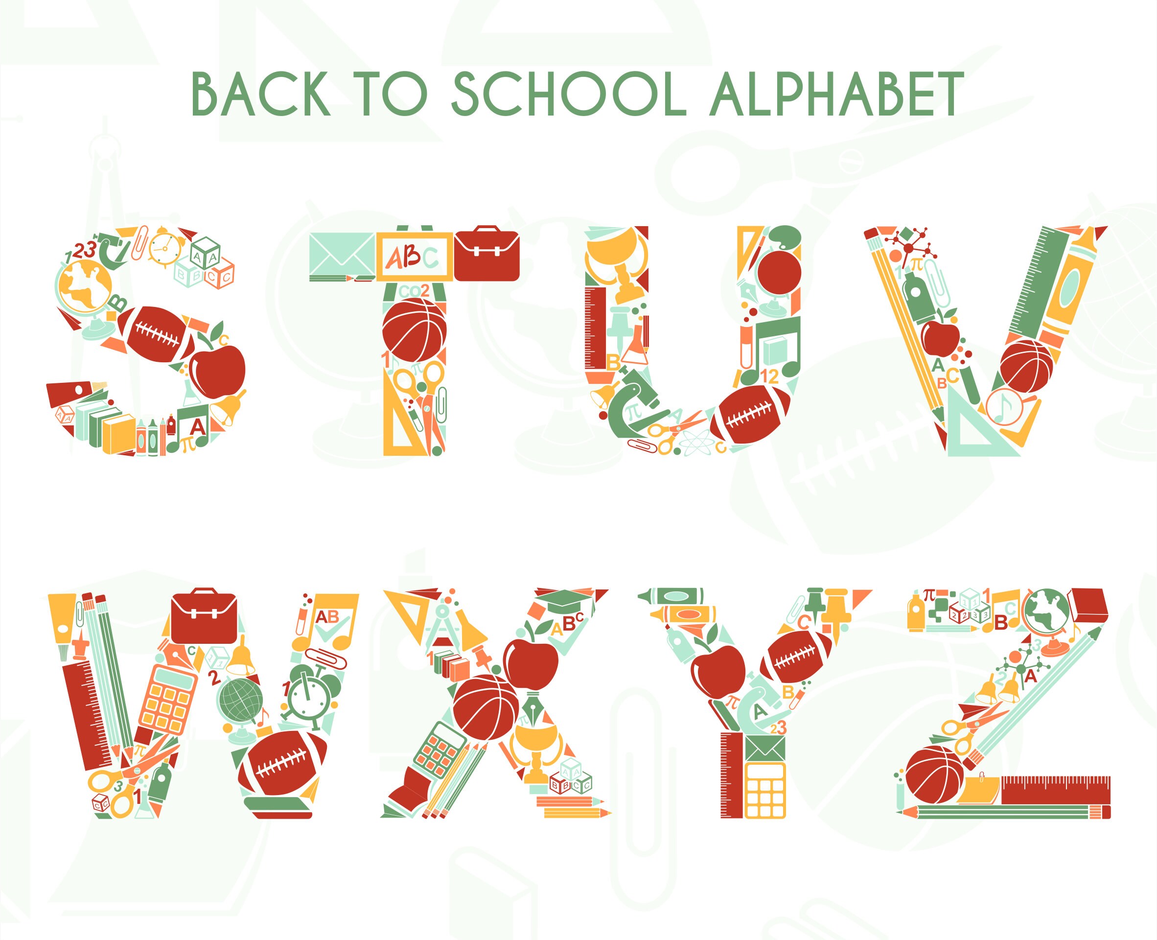 Digital Set of Abcs! Unique Letters Crafted From Nostalgic School ...
