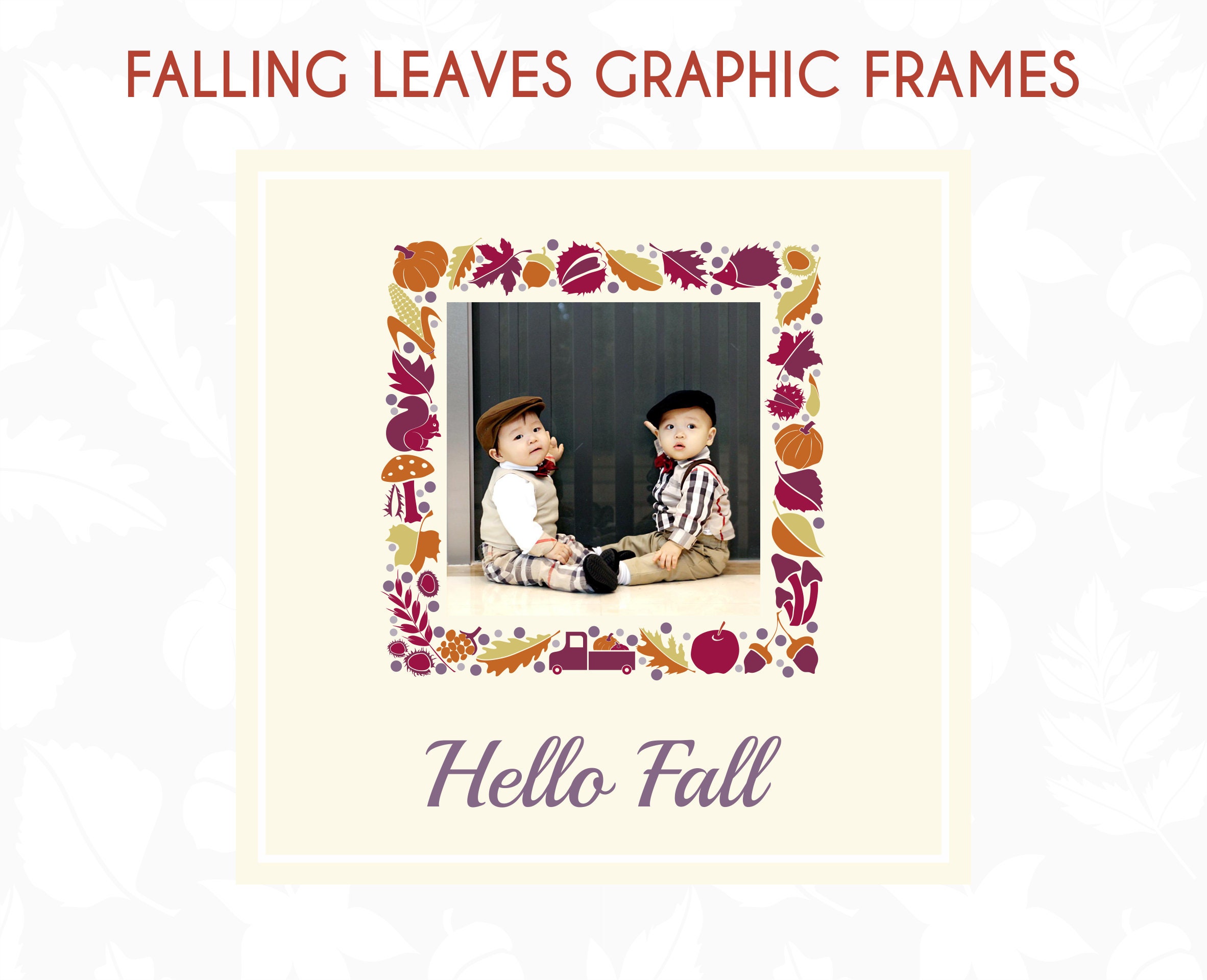 Round Red Leaf Frame PNG Clipart. Brown Square Fall Frames Graphic ...