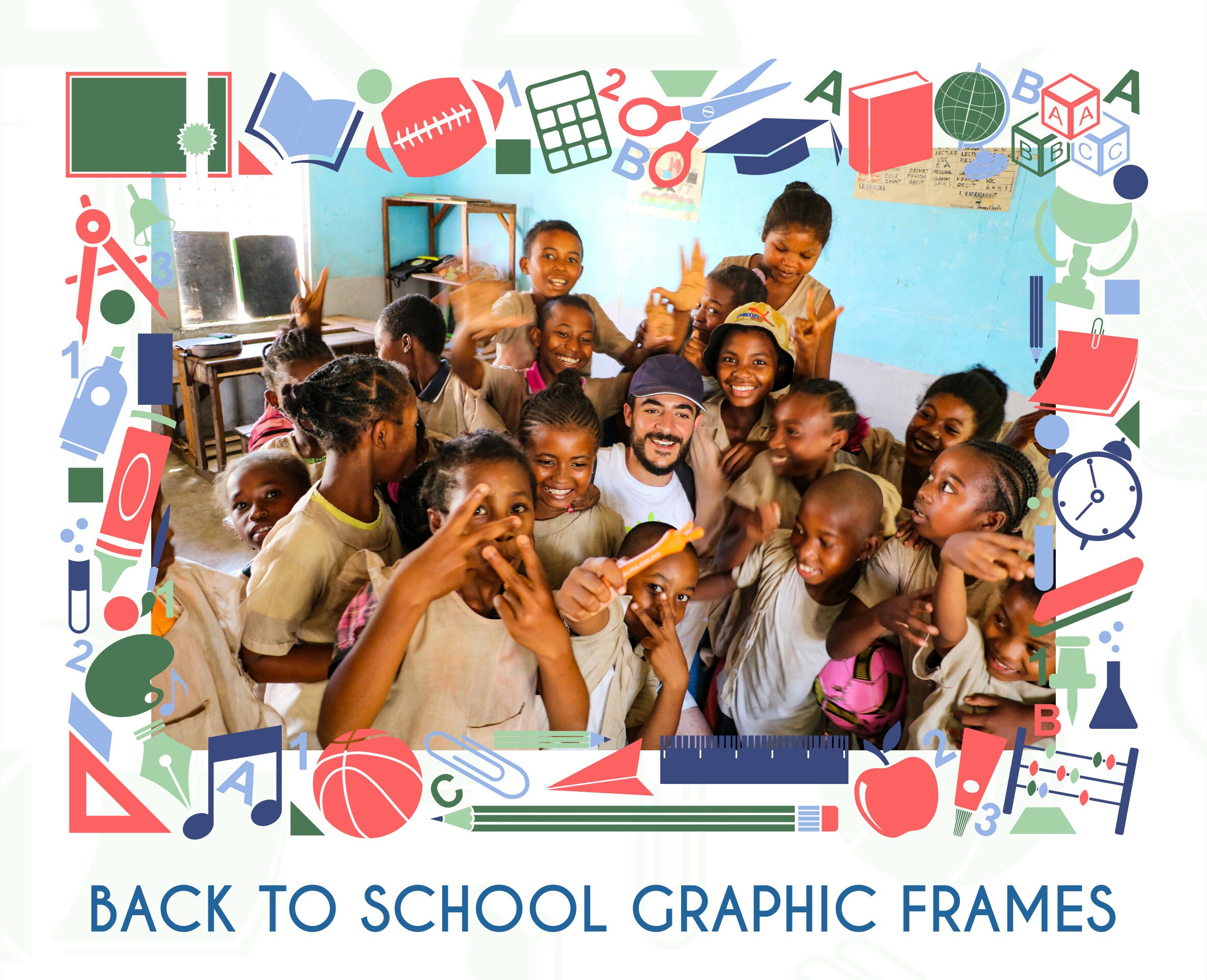 School Elements Graphic Frames. Kindergarten PNG and SVG Frame Clipart ...