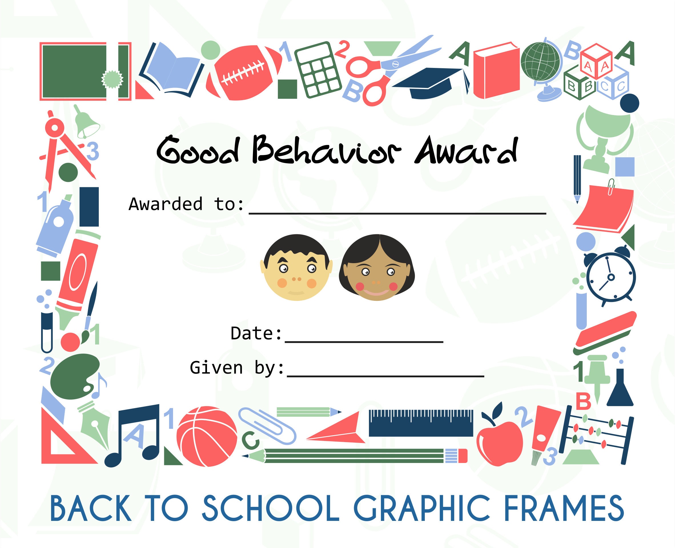 School Elements Graphic Frames. Kindergarten PNG and SVG Frame Clipart ...