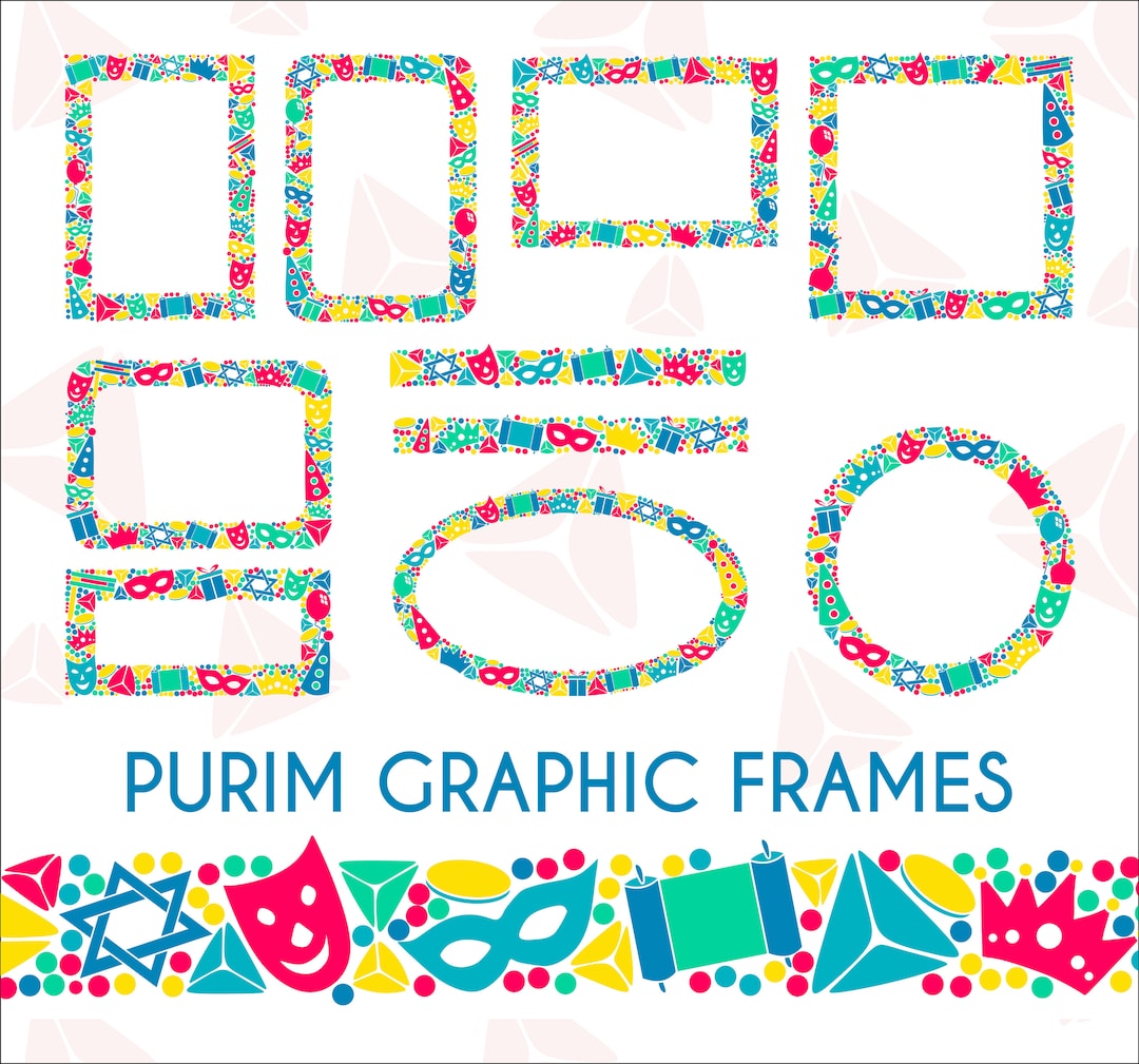 Purim Frame SVG Clip Art. Purim Framing Graphic Elements PNG Clipart ...