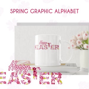 A to Z Spring Fonts SVG. Flower Theme Alphabet Clipart. Colorful ...