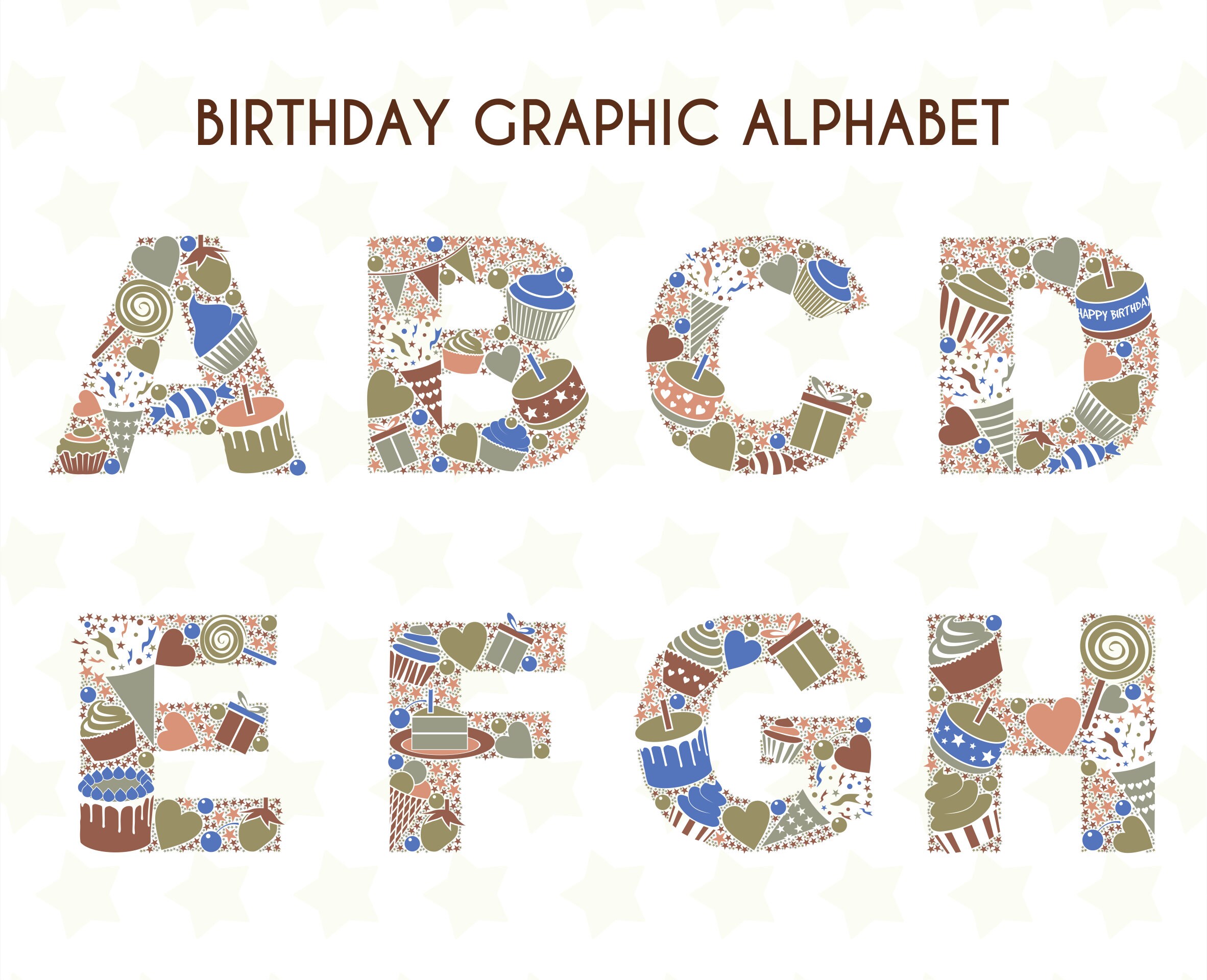 Birthday-themed Letters. Birthday Alphabet Tshirt SVG. Birthday Clipart ...
