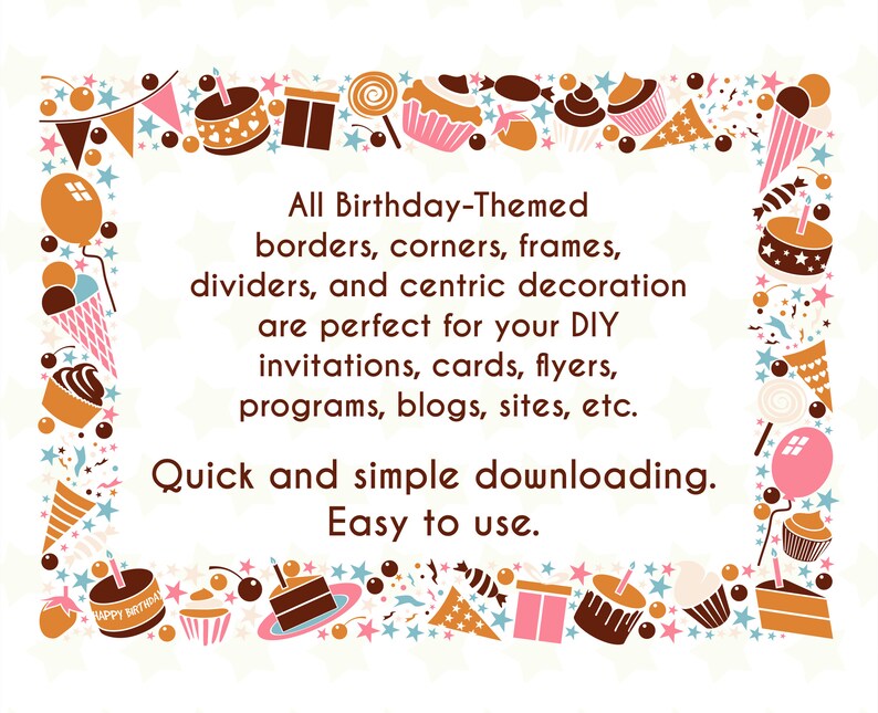 Digital Birthday Designs PNG Frames. Bday Rectangle SVG Clipart Frame ...
