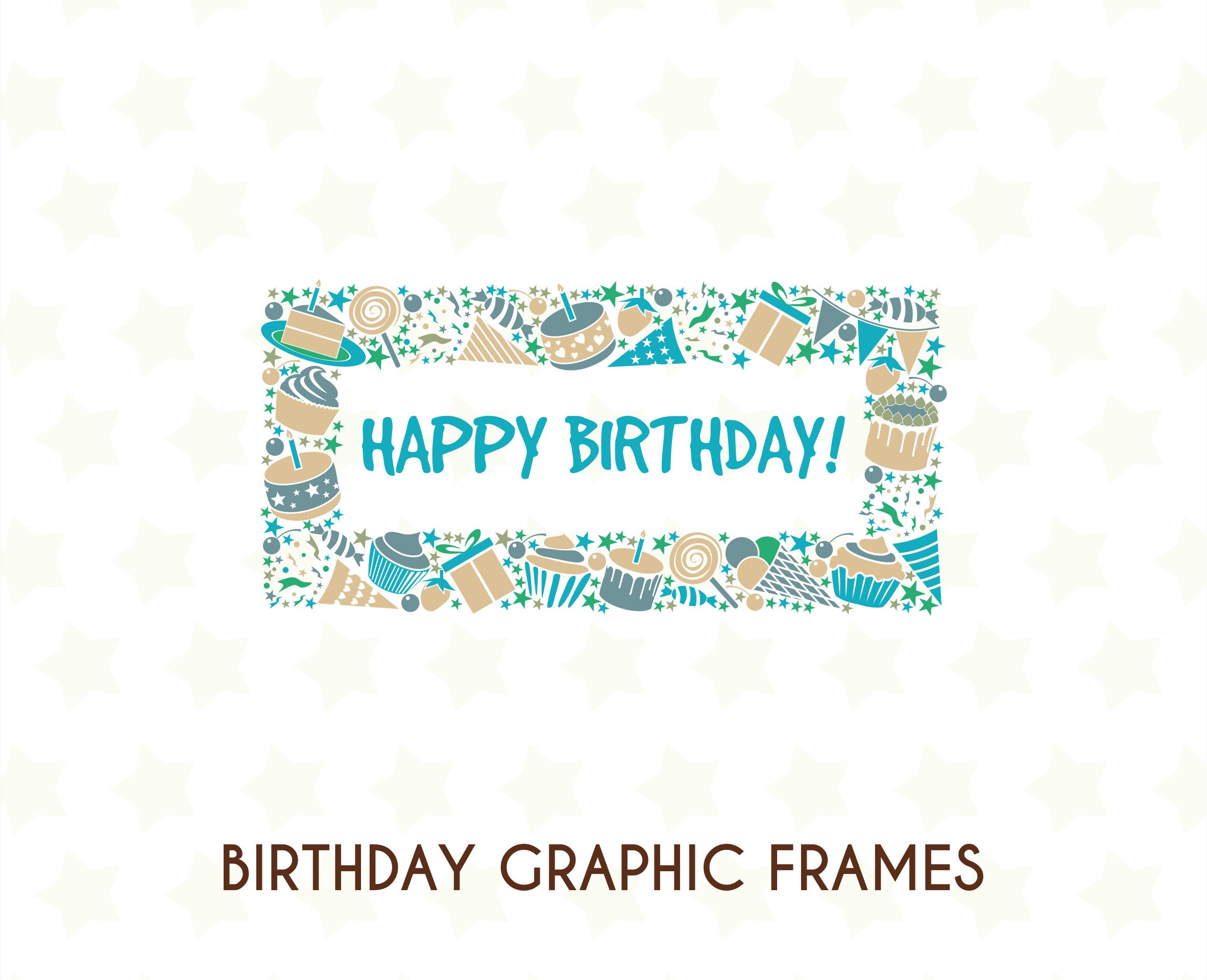 Birthday Colorful PNG and SVG Frames. Birthday Digital Frame Art ...
