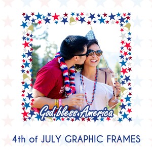4th of July Digital Festive Frames. Colorful PNG USA Independence Day ...