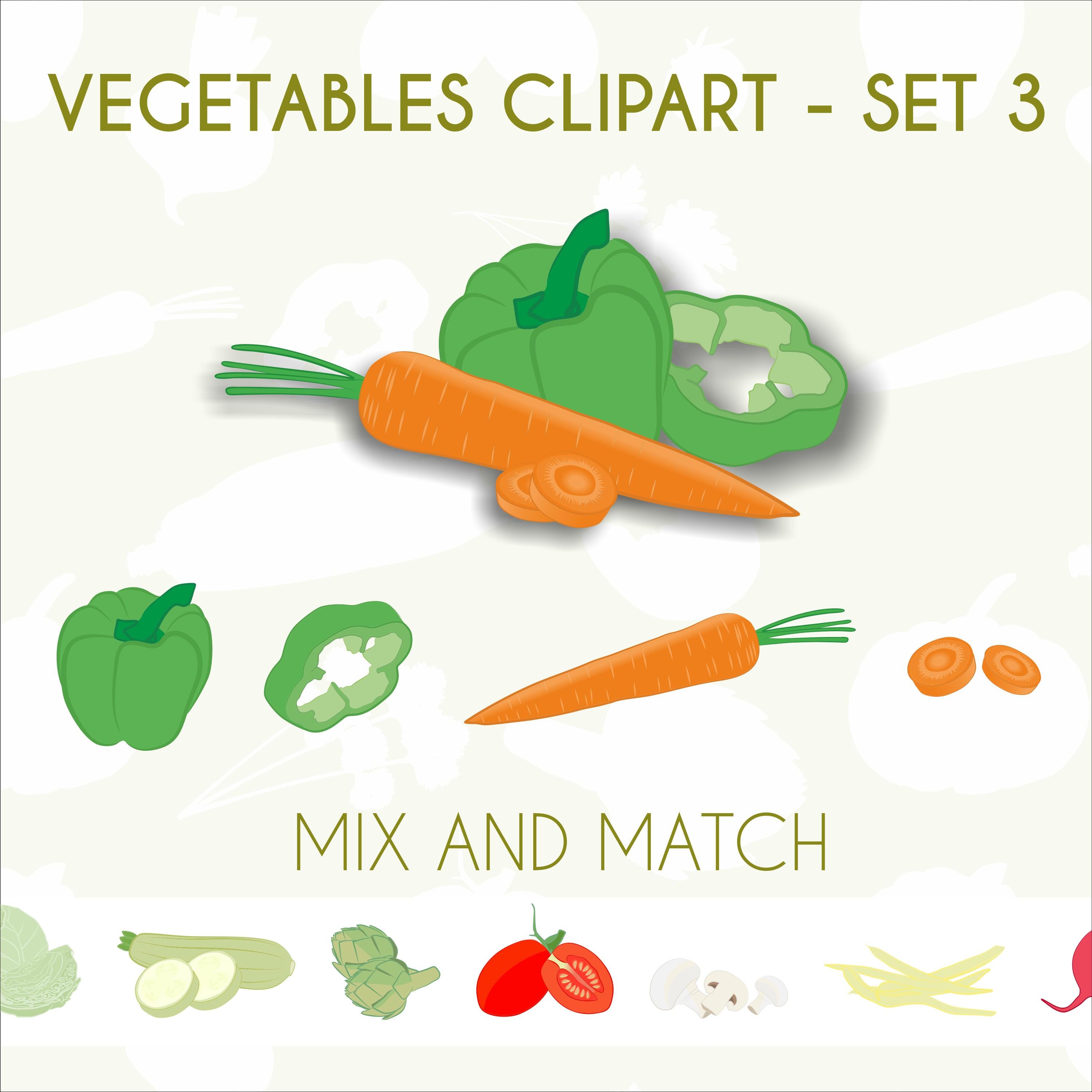 Delightful Set of Vegetable Clipart. for Recipe Cards, Food Blogs ...