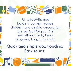 Digital SVG Frames Consist of Many Colorful Elements of School ...