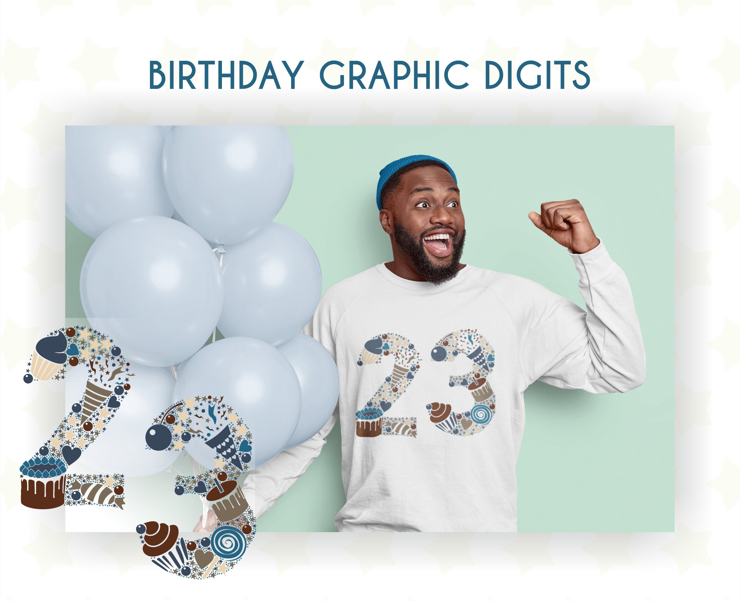 Birthday Numbers Digital Clip Art. Birthday Sublimation Digits Clipart ...