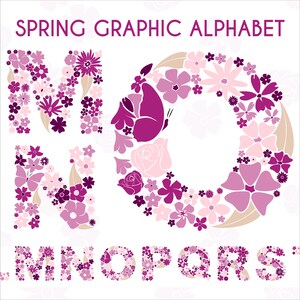 A to Z Spring Fonts SVG. Flower Theme Alphabet Clipart. Colorful ...
