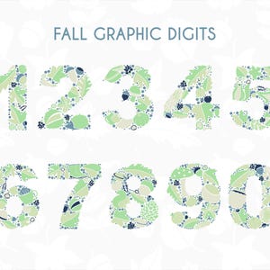 Green Fall Numbers SVG Clipart. Autumn Elements Graphic Design PNG Clip ...