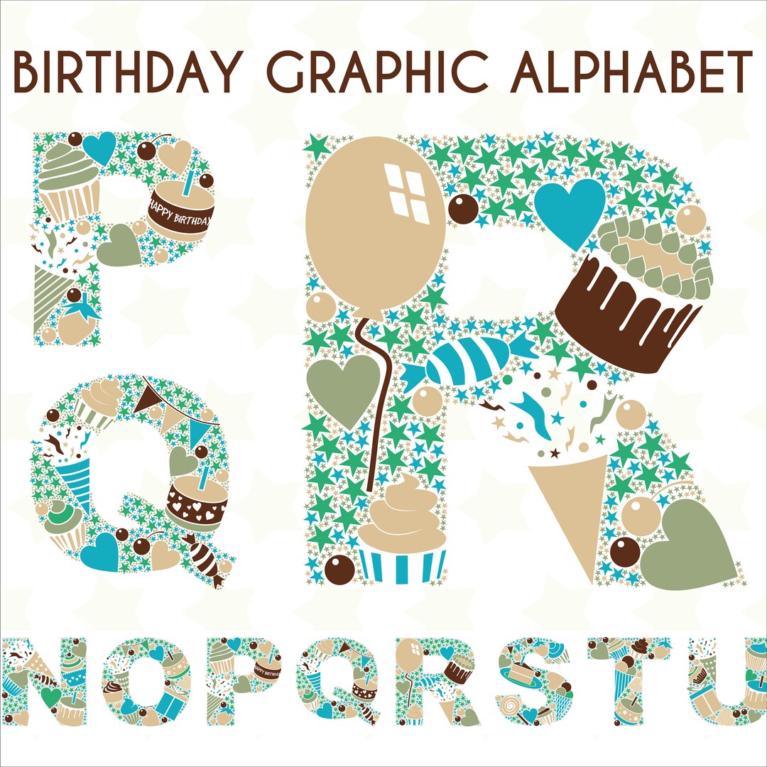 Birthday Printable Alphabet Banner. Birthday Boy's Letters PNG and SVG ...