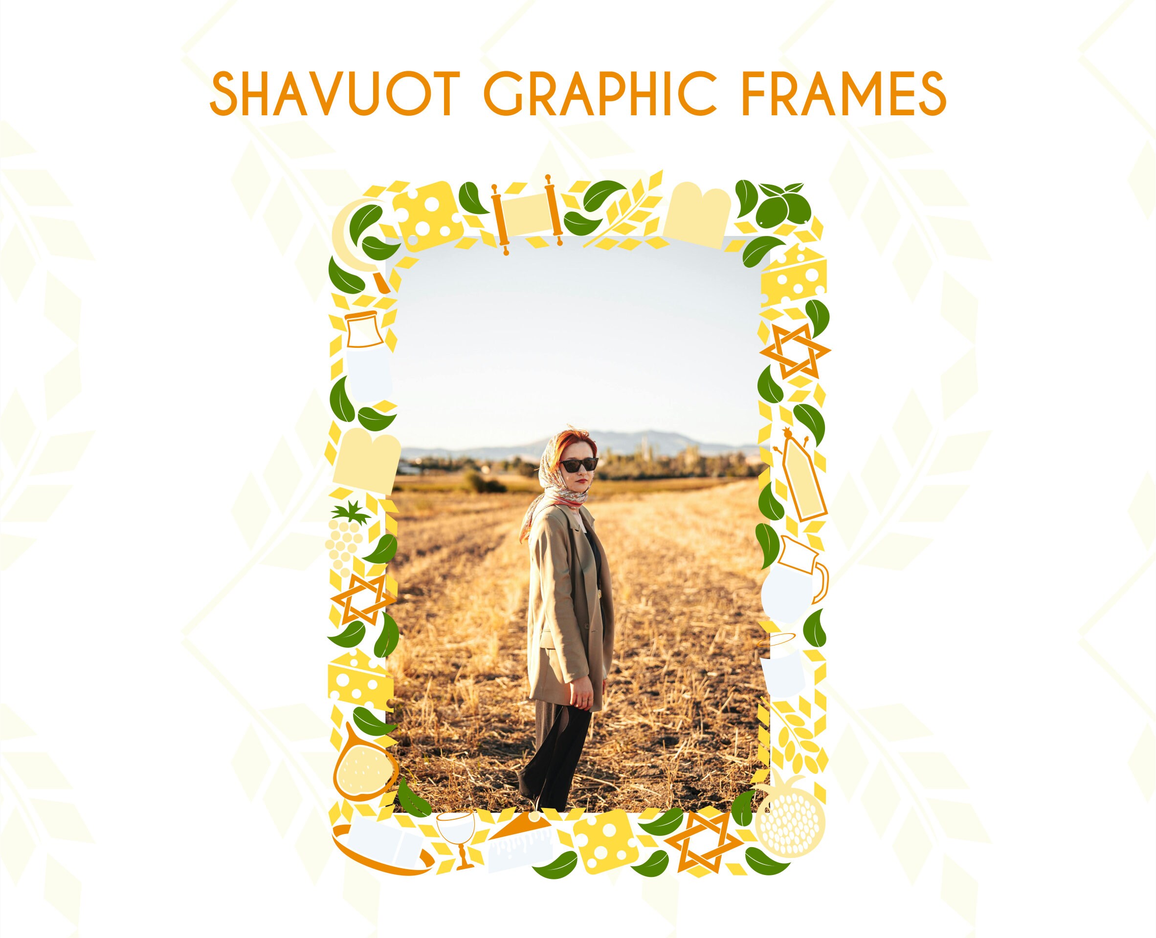 Shabuoth Symbols SVG Frameart Decorations. Oval and Rounded Shavuoth ...