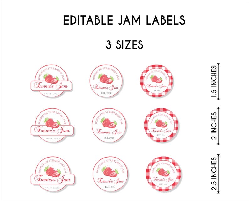 Editable Label Design for Strawberry Jam Jars. A Template That Allows ...