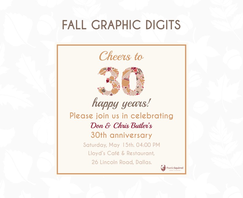 Brown Leaves Numbers PNG Clip Art. Fall Decorated Digital Digits SVG ...