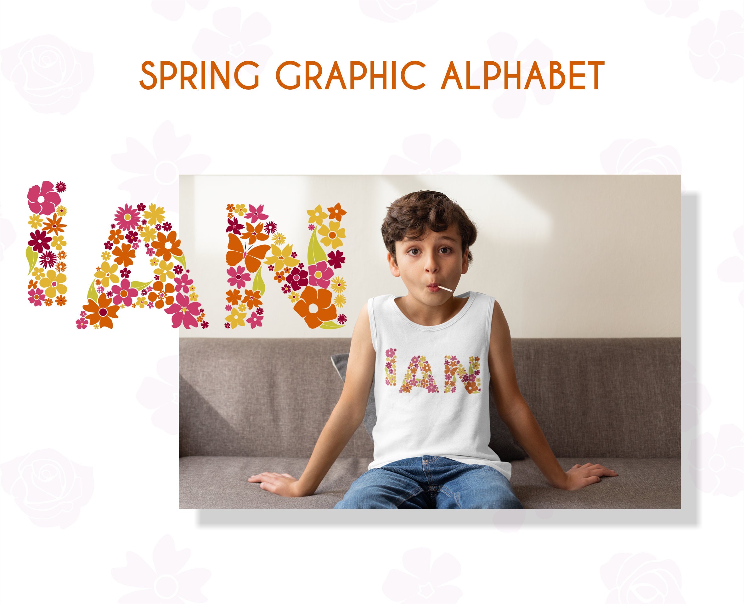 A to Z Spring Fonts SVG. Flower Theme Alphabet Clipart. Colorful ...