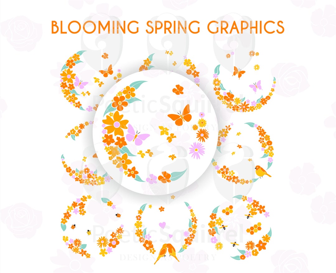 Spring Bubbles PNG Clipart. Flourish Spring Clip Art Designs. - Etsy