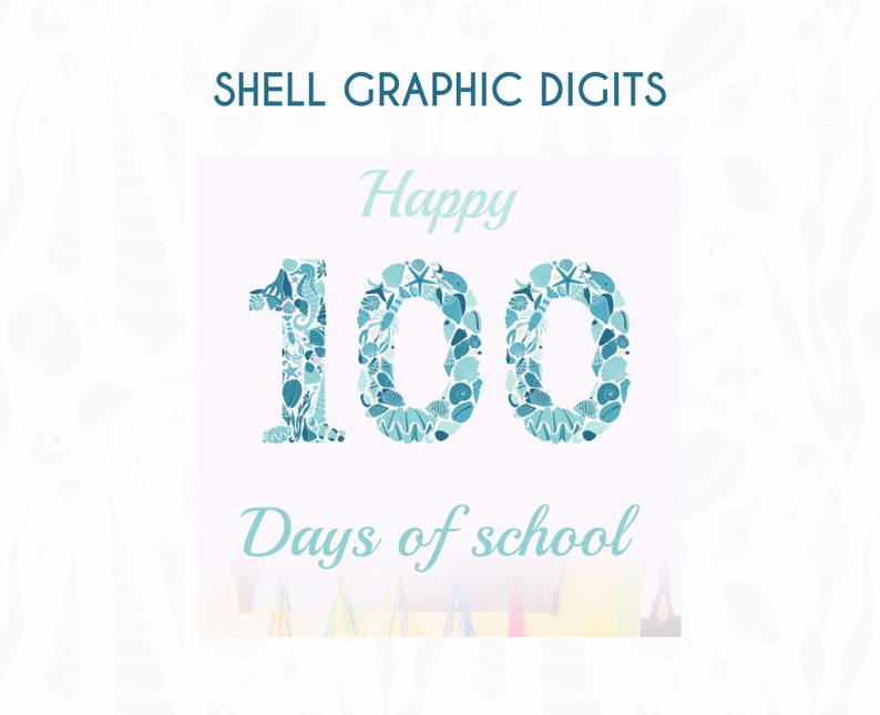 Decorated Girls Ocean Clipart Digits. Red Sealife Digital Numbers ...