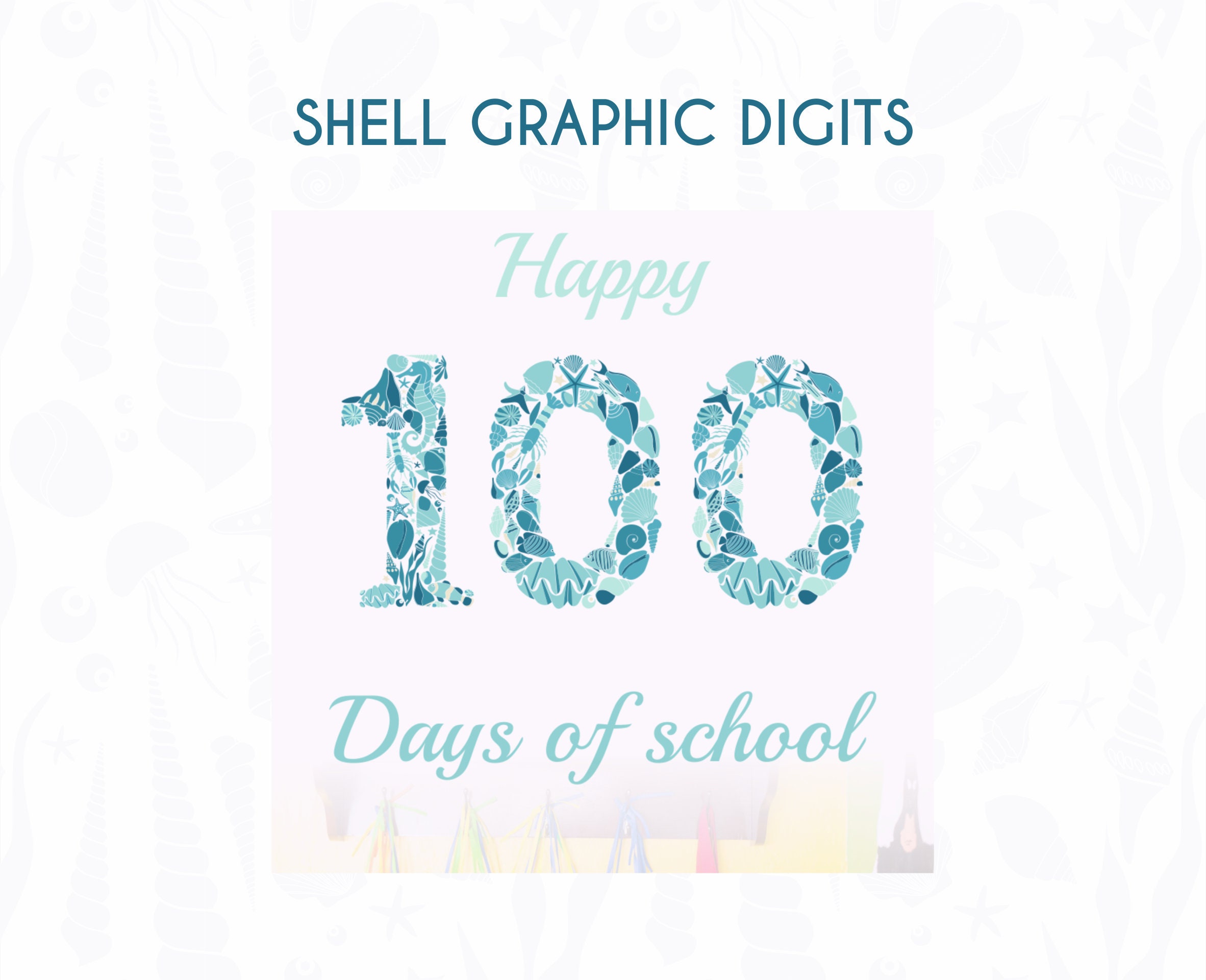 Decorated Girls Ocean Clipart Digits. Red Sealife Digital Numbers ...