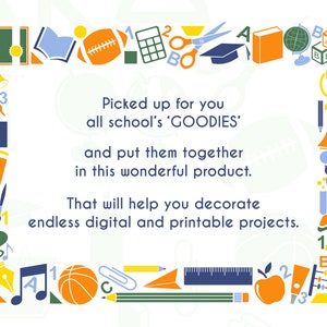 School Elements Numbers Digital Clip Art. Kindergarten Sublimation ...