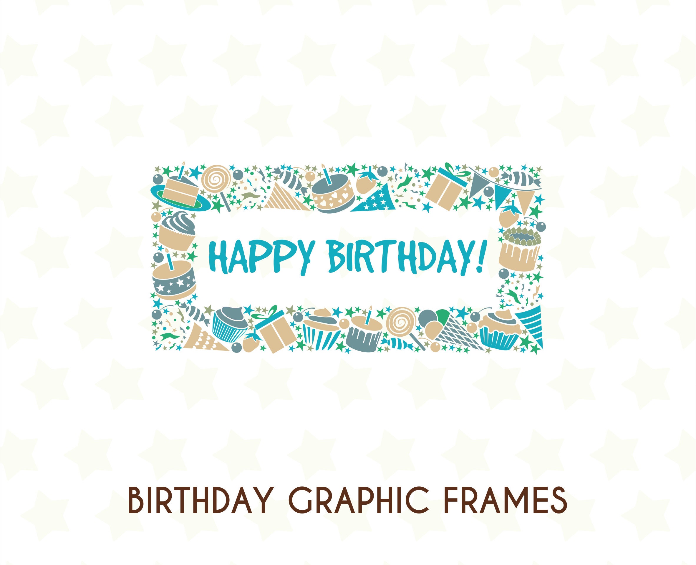 Birthday Photo Digital Colorful Frames. Birthday Elements Border ...