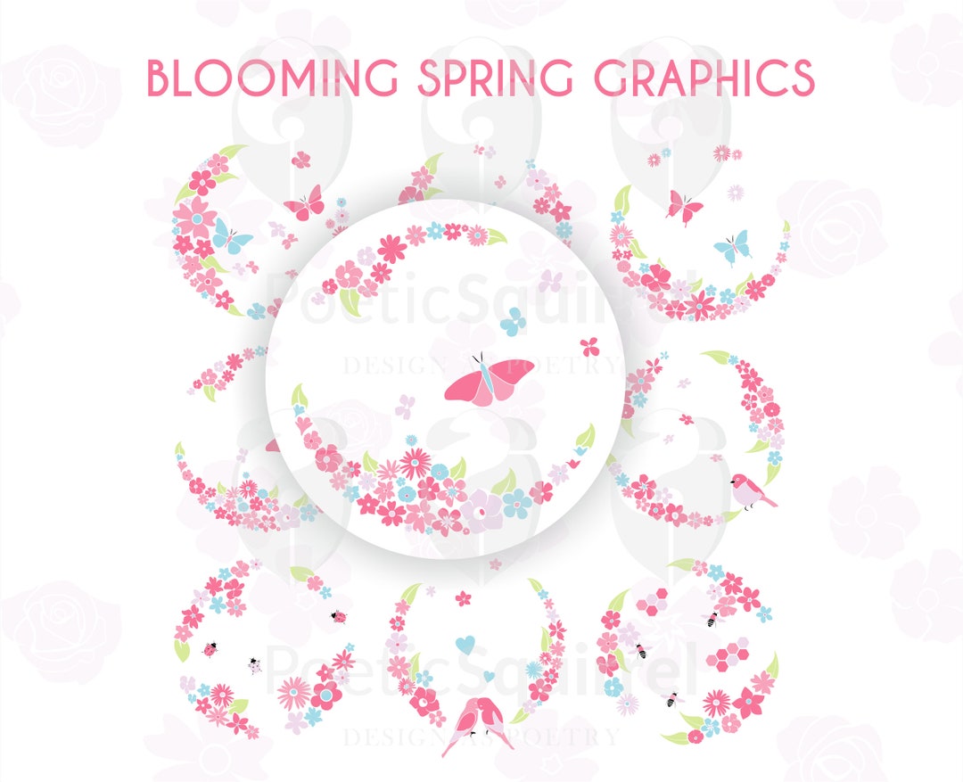 Spring Flower Bubbles Graphics. Spring Sublimation Designs. - Etsy