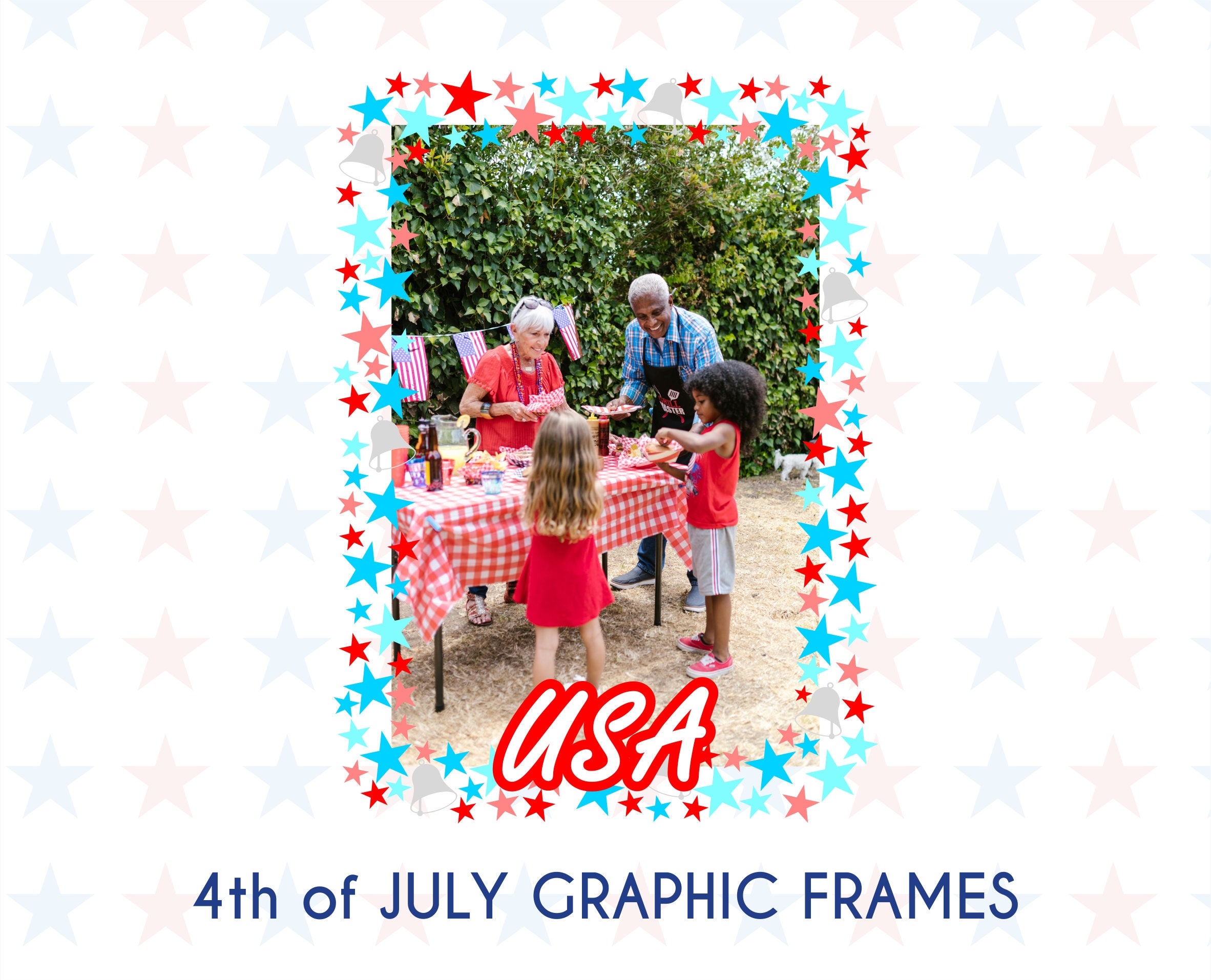 Independence Day Red and Blue Graphic Frame Elements. Unique 4th of ...