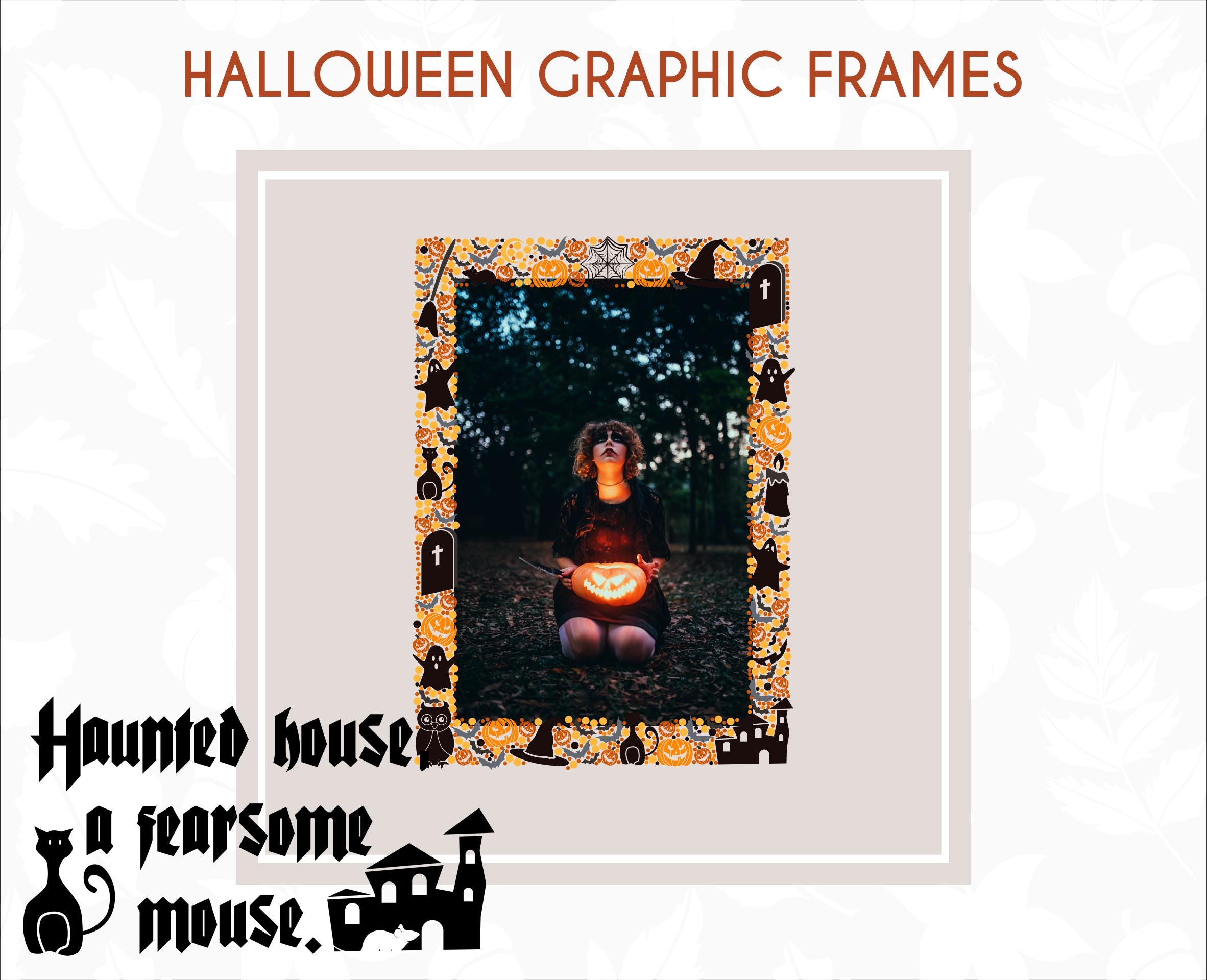 Digital Halloween Spooky PNG Frames. Scary Graphic Rectangle SVG ...