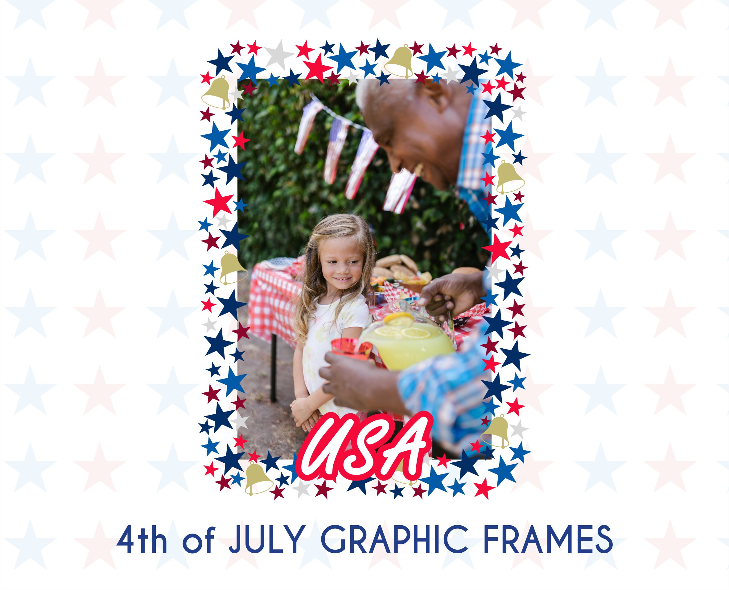 Independence Day Red and Blue Graphic Frame Elements. Unique 4th of ...