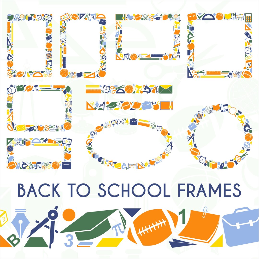 Kindergarten Teacher Digital Frames. Colorful School Graphic Elements ...
