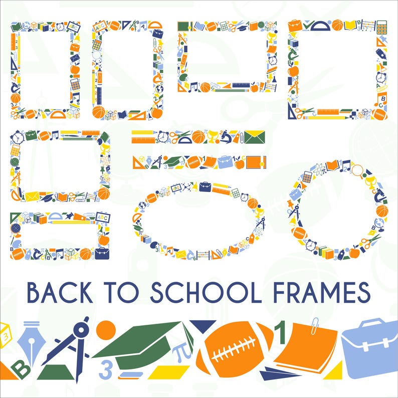 Kindergarten Teacher Digital Frames. Colorful School Graphic Elements ...