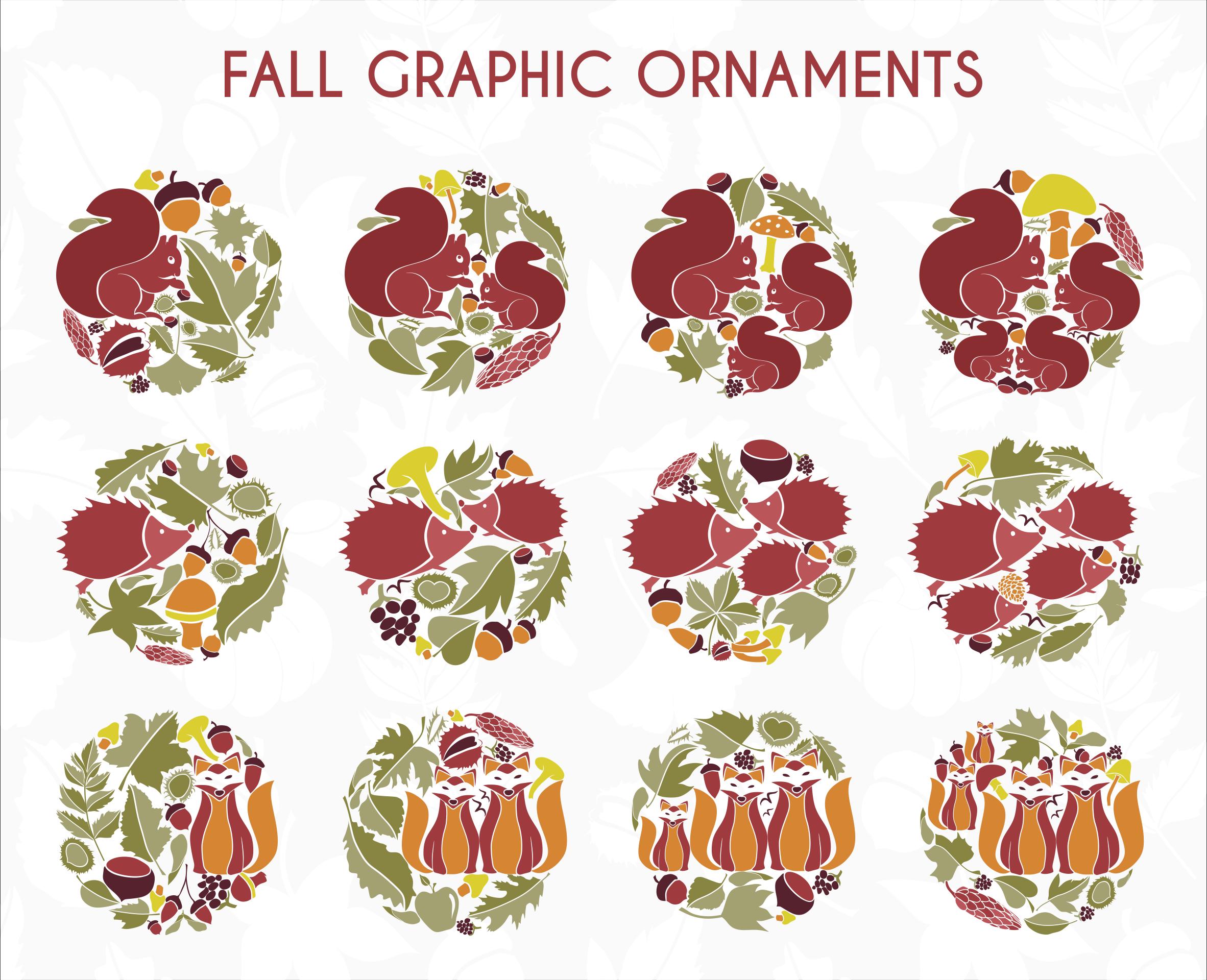 Fall Round Animal SVG Clipart. Autumn Animals PNG Clip Art Decoration ...