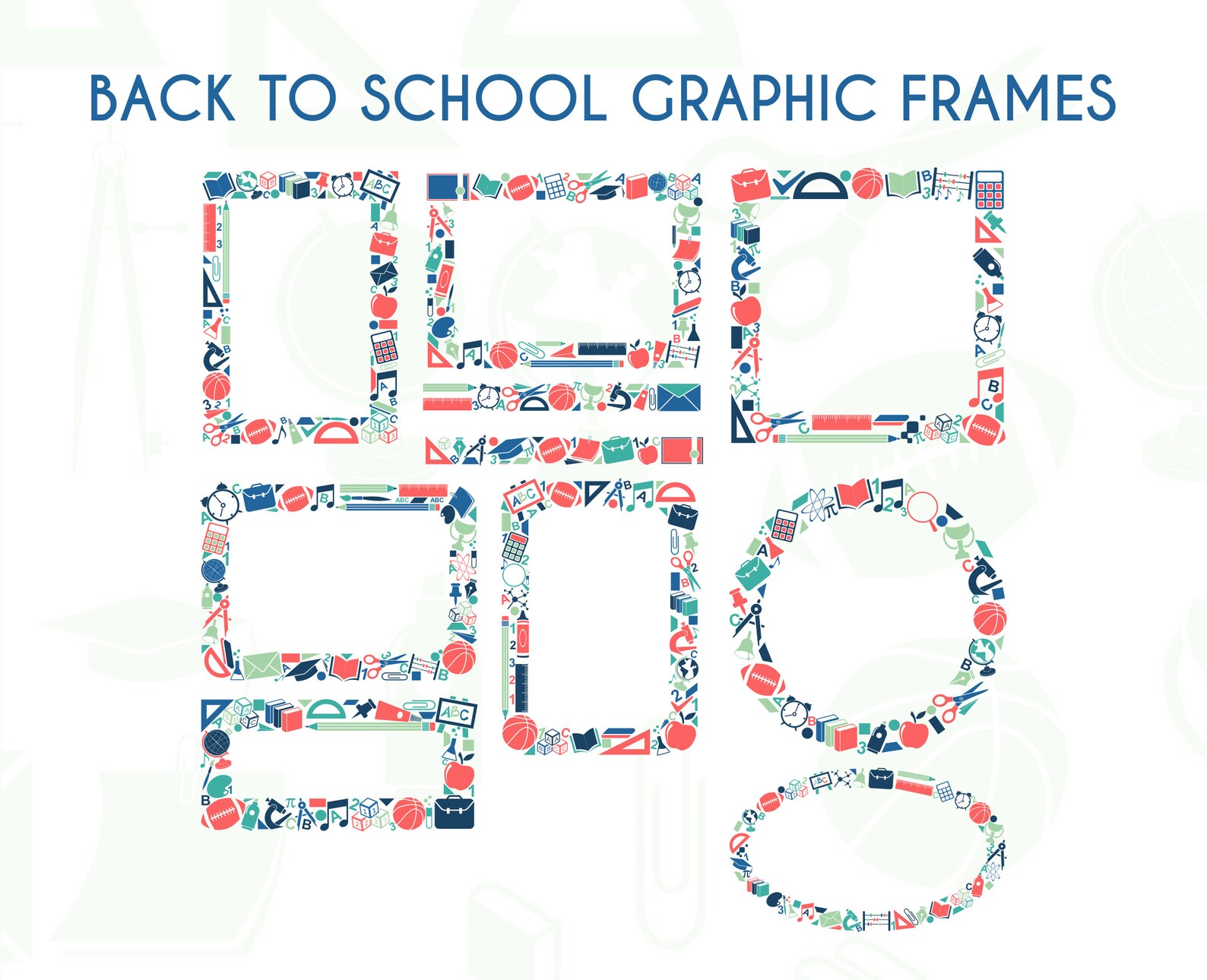 Kindergarten Colorful PNG Frames. Teacher's Graphic Rectangle SVG ...