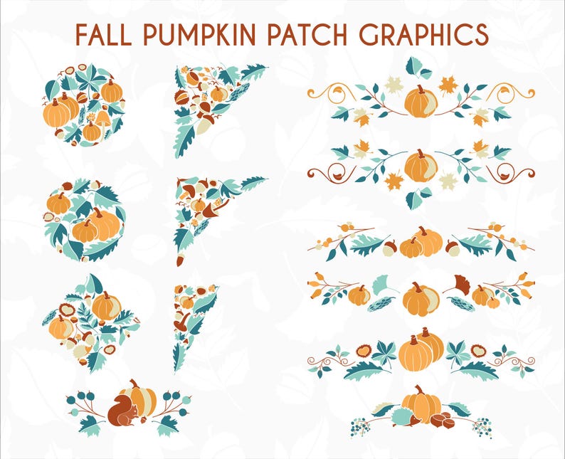 Harvest PNG Thanksgiving Clip Art Decoration Bundle. Cute Pumpkin Patch ...