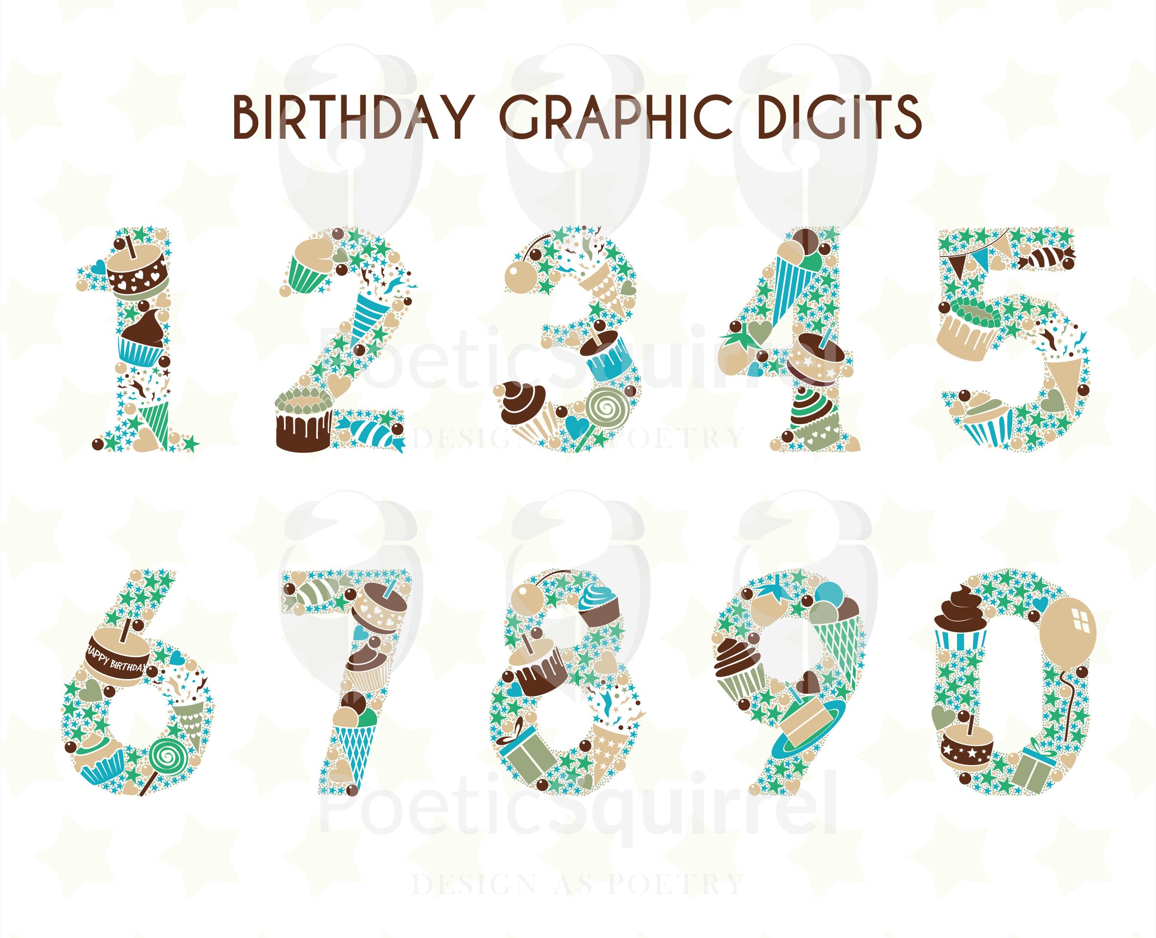 Boy's Birthday Digits SVG Clipart. Birthday Elements Graphic Design PNG ...