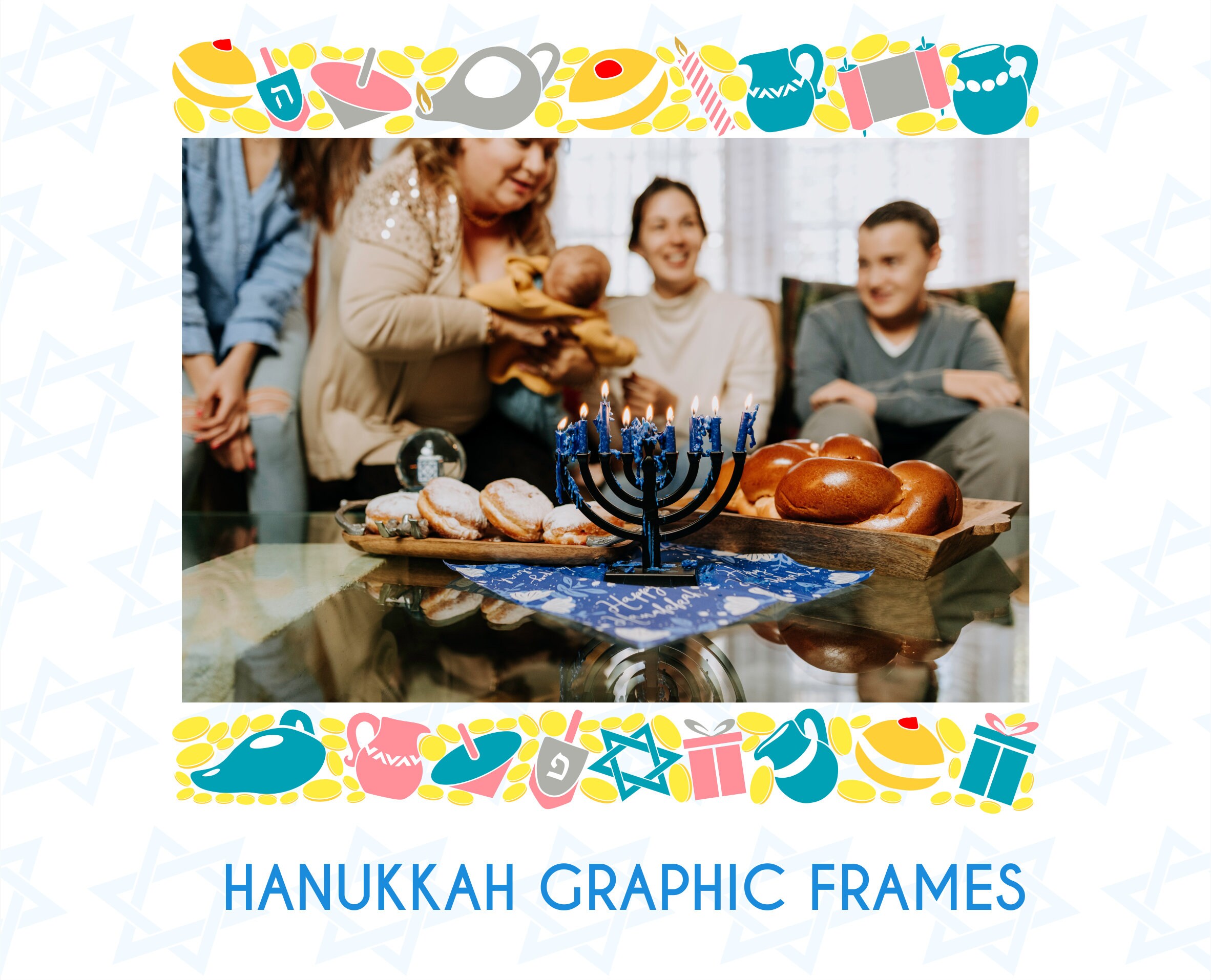 Hanukkah Colorful PNG and SVG Frames. Holiday Digital Frame - Etsy