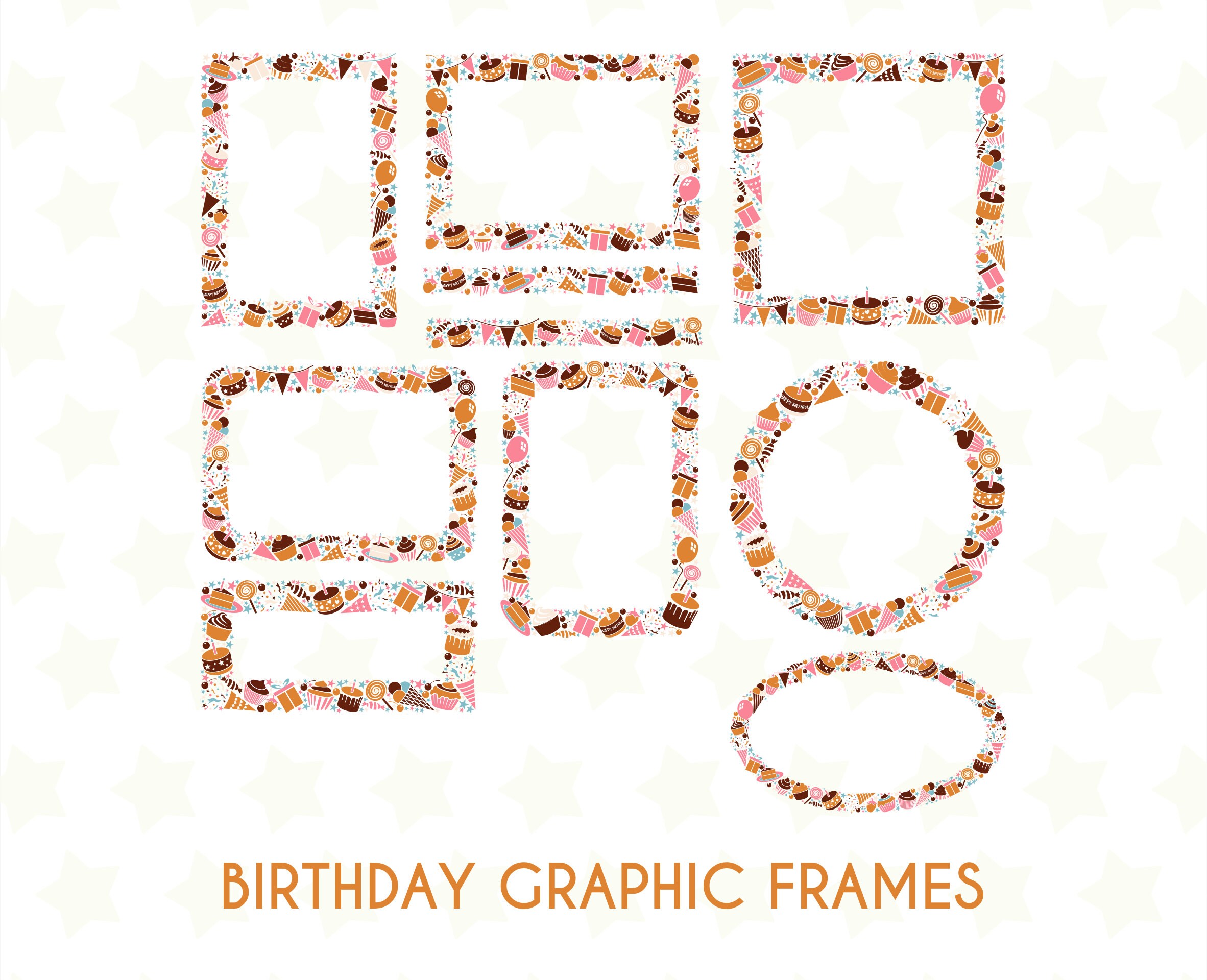 Versatile Birthday Frames for Invitations. Girl's Birthday-themed ...