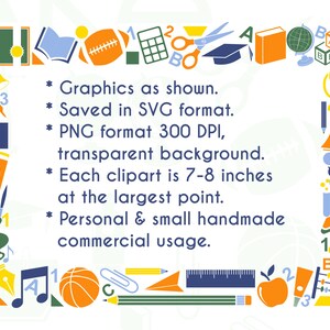 School Elements Numbers Digital Clip Art. Kindergarten Sublimation ...