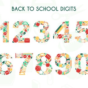 School Birthday Numbers PNG, SVG Clipart. 0-9 Homeschooling Digits Clip ...