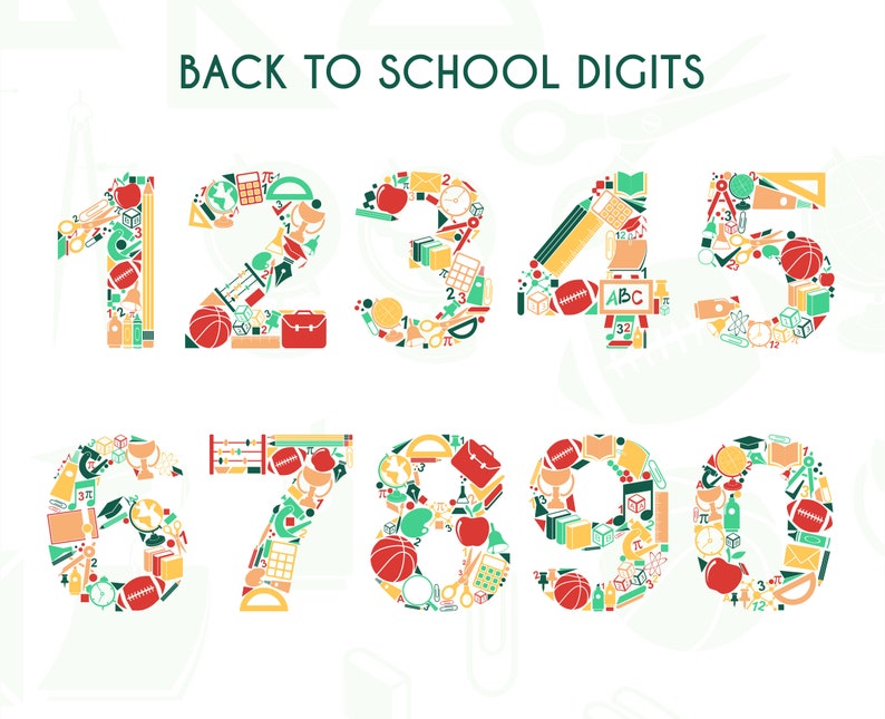 School Birthday Numbers PNG, SVG Clipart. 0-9 Homeschooling Digits Clip ...