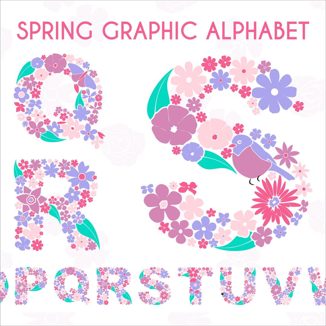 Floral PNG Vivid Alphabet Letters. Blooming Clipart Alpha Set ...