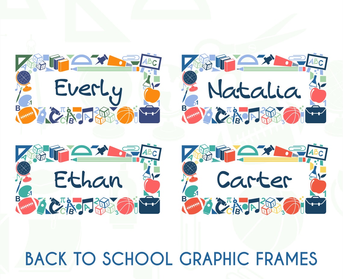 School PNG Frame Designs. Colorful Digital Kindergarten Photo ...
